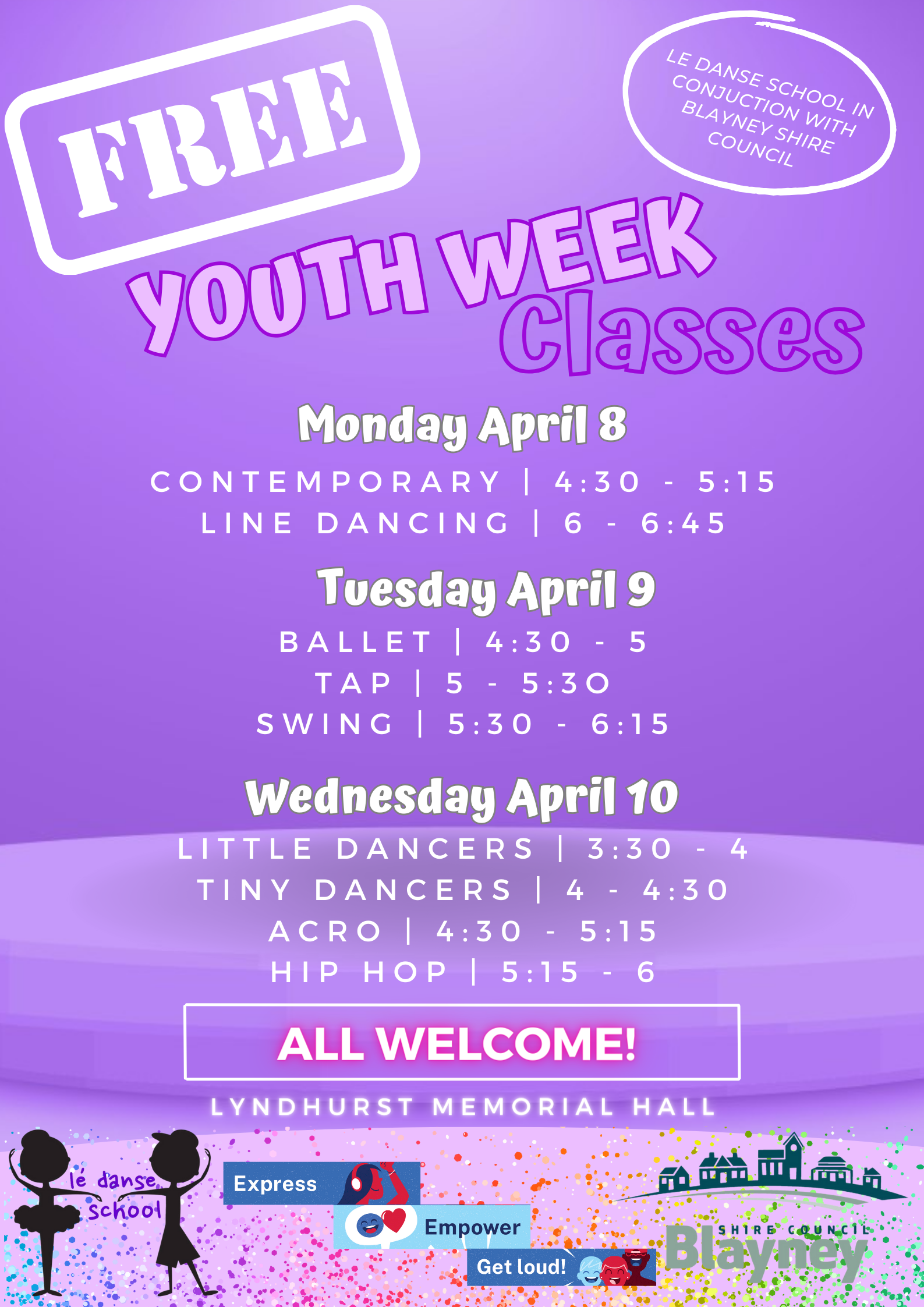 Youth Week Free Dance Classes - Blayney Council